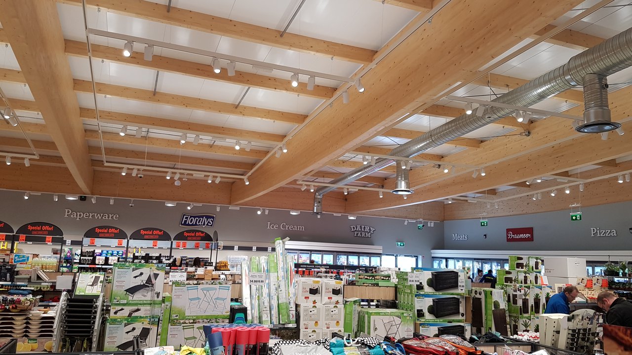 LIDL supermarket Tallaght – timber support structure | WIEHAG